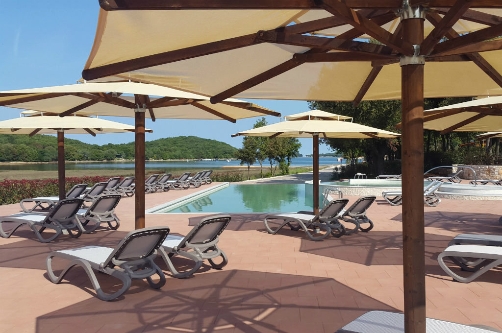 Strand am Campingplatz Val Saline Rovinj, Istrien, Kroatien